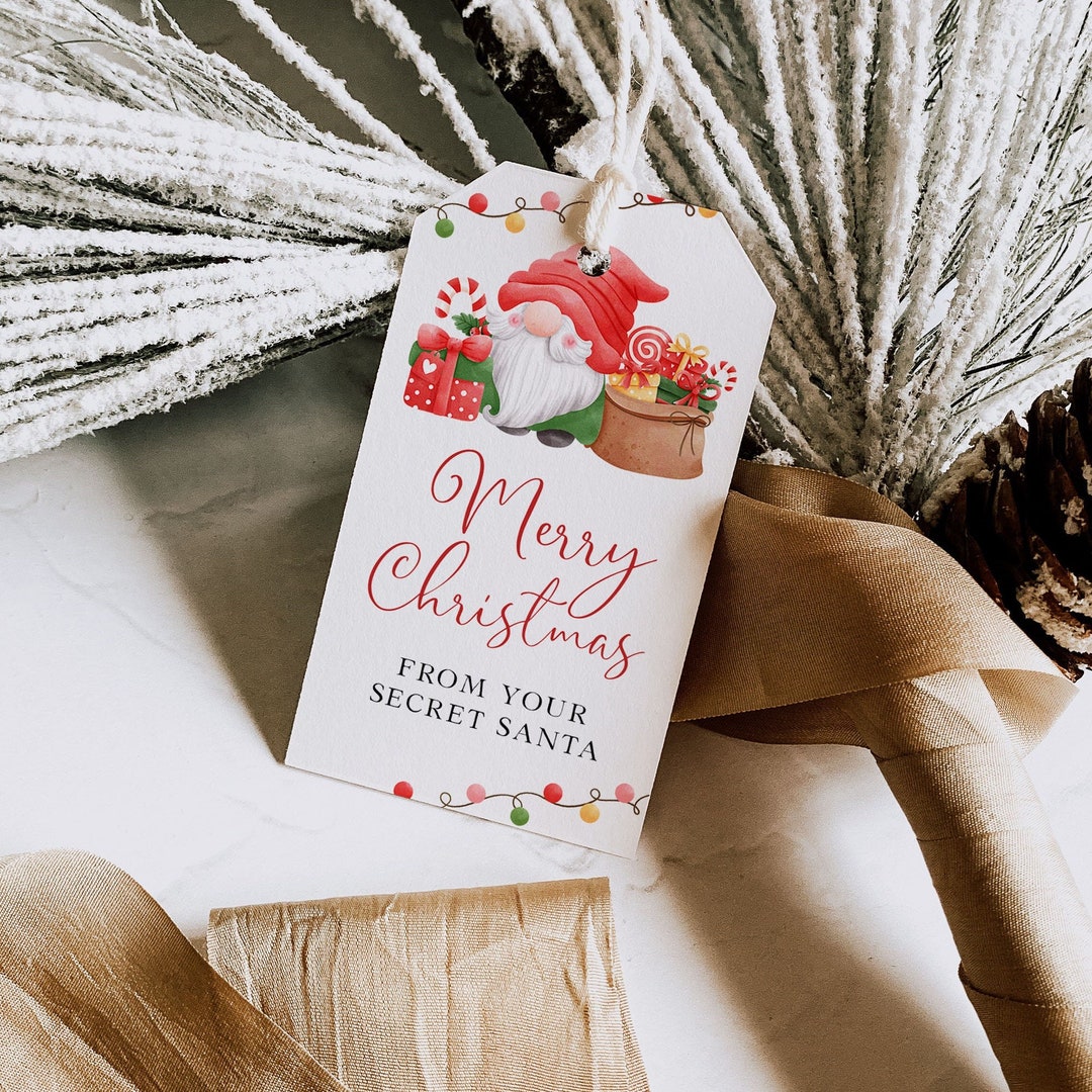 Secret Santa Printable Gift Tag, Printable Christmas Gift Tag, Holiday ...