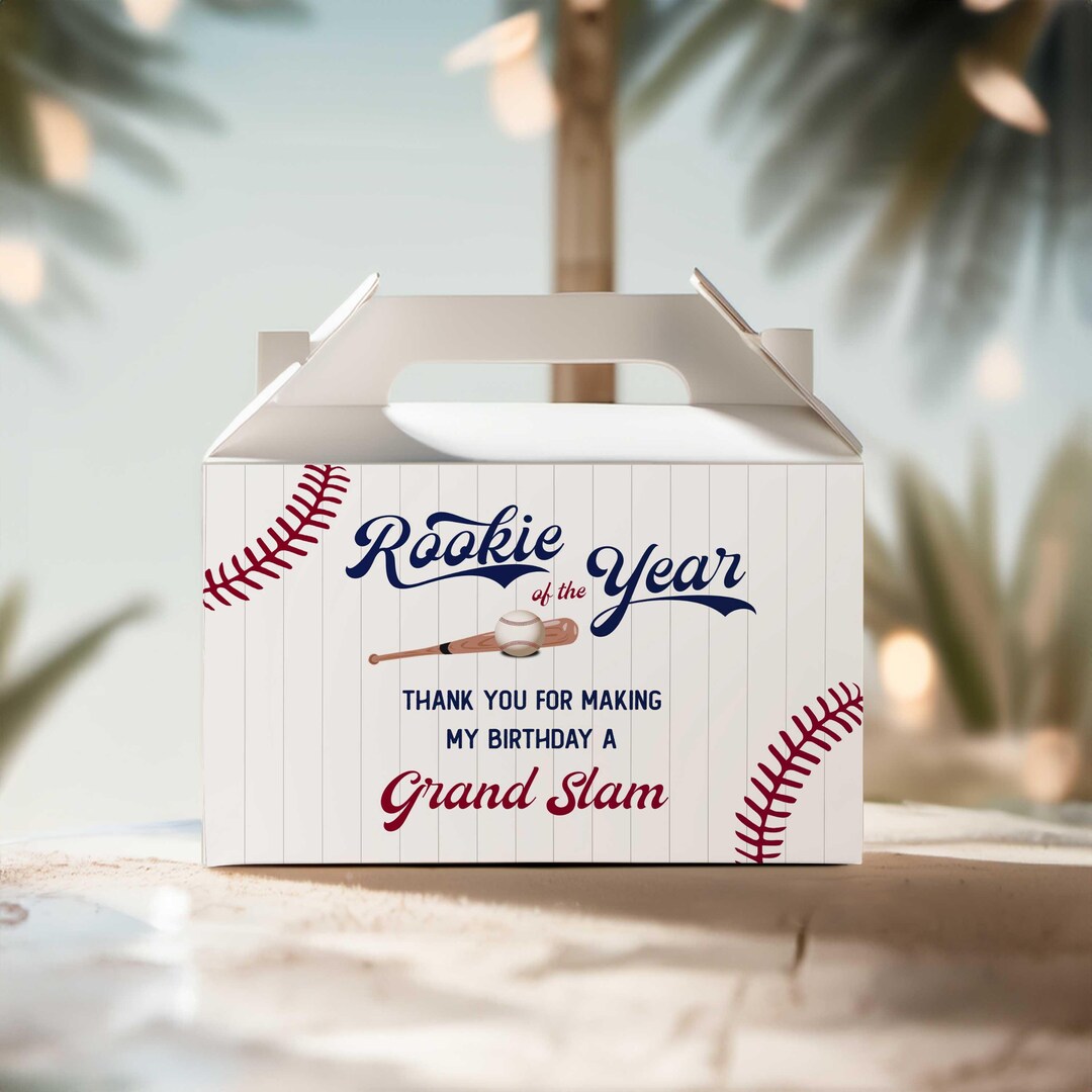 Baseball First Birthday Gable Box Label Template, Rookie of the Year ...