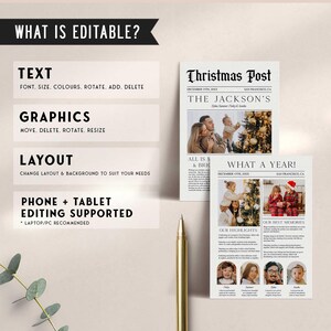 Christmas Newsletter Editable Template, Year in Review Holiday Card ...