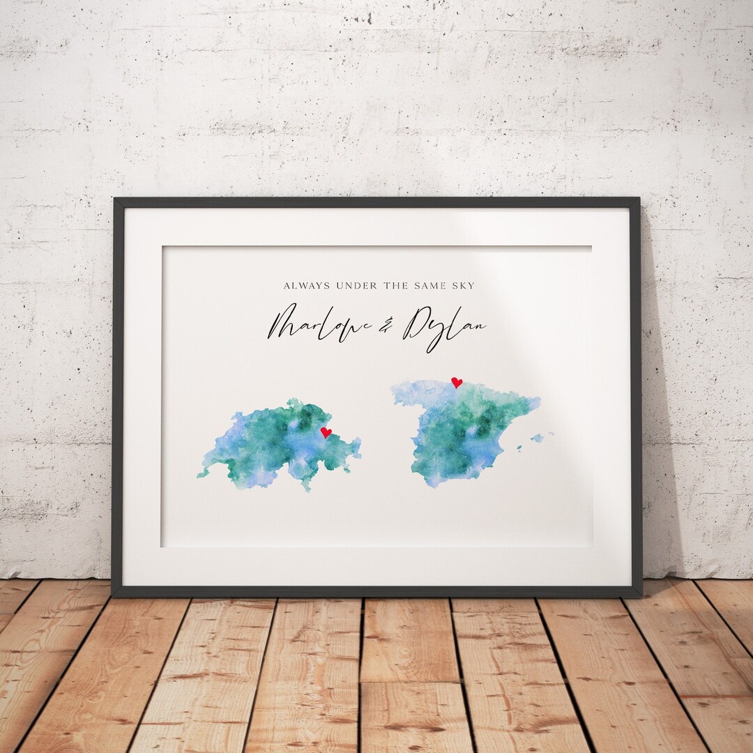 Custom Love Map Printable, Long Distance Relationship Map, Long ...