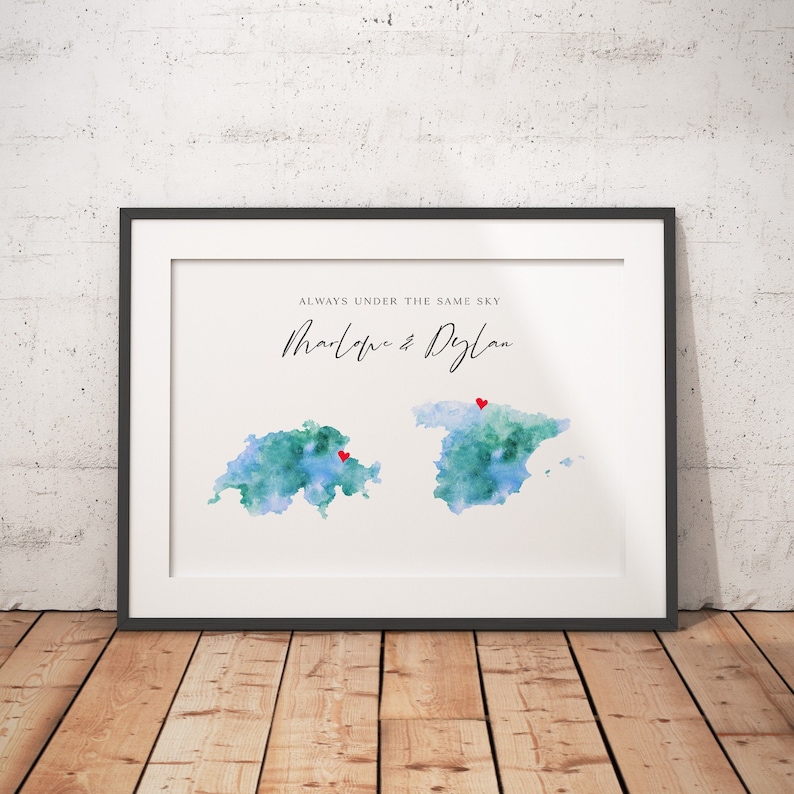 Custom Love Map Printable Long Distance Relationship Map - Etsy