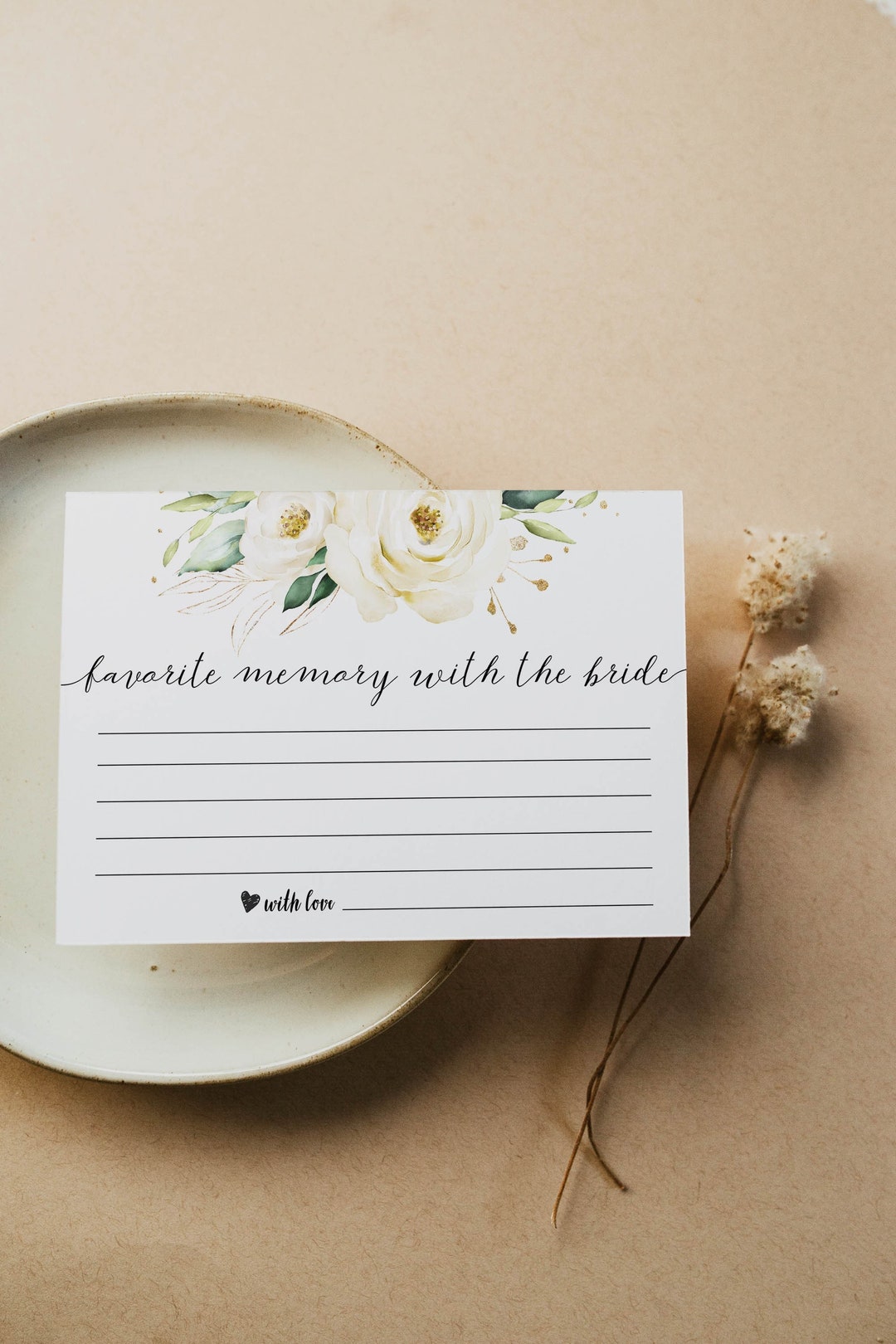 Favorite Memory With the Bride Printable, Bridal Shower Games, Floral ...