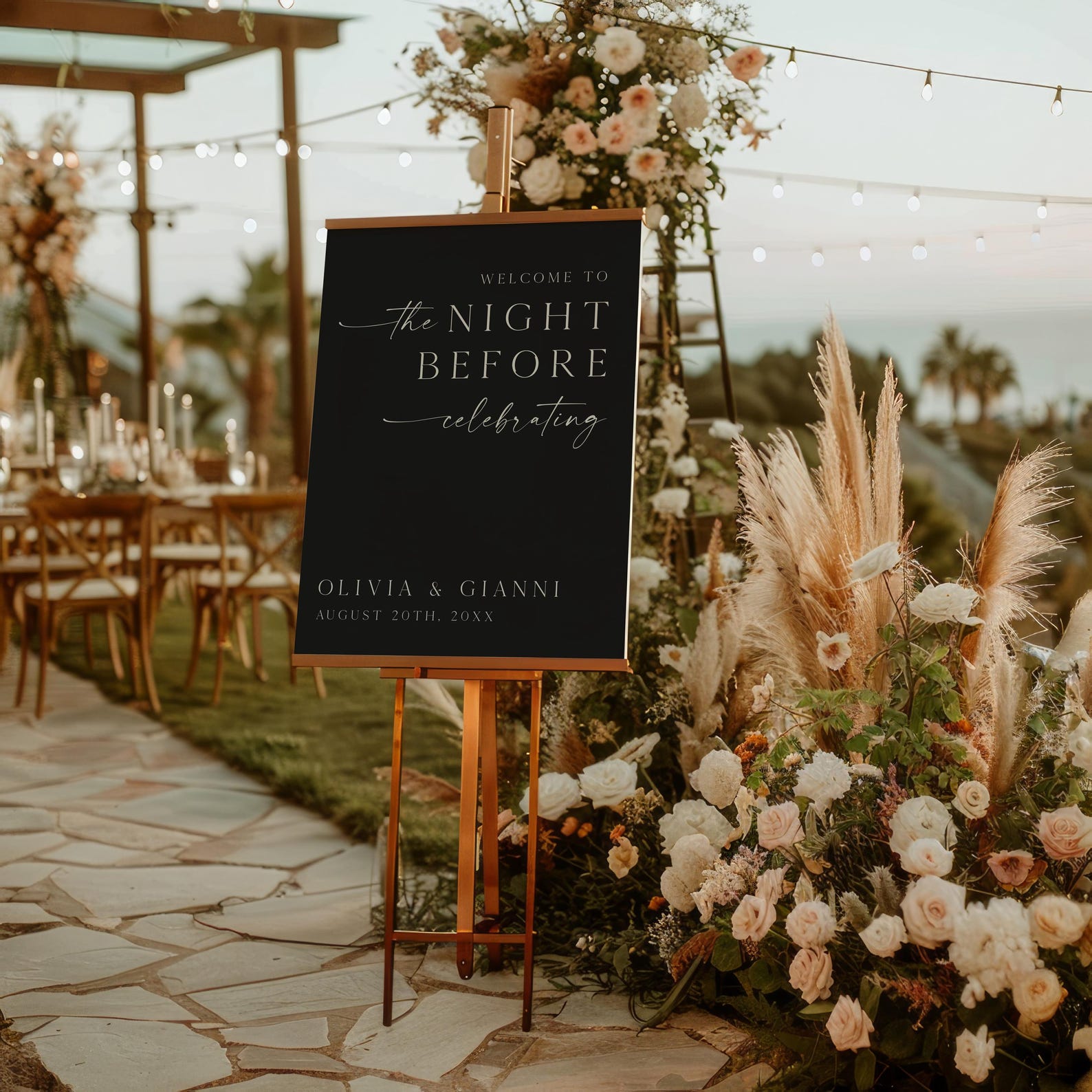 The Night Before Welcome Sign Black Editable Rehearsal Dinner Welcome ...