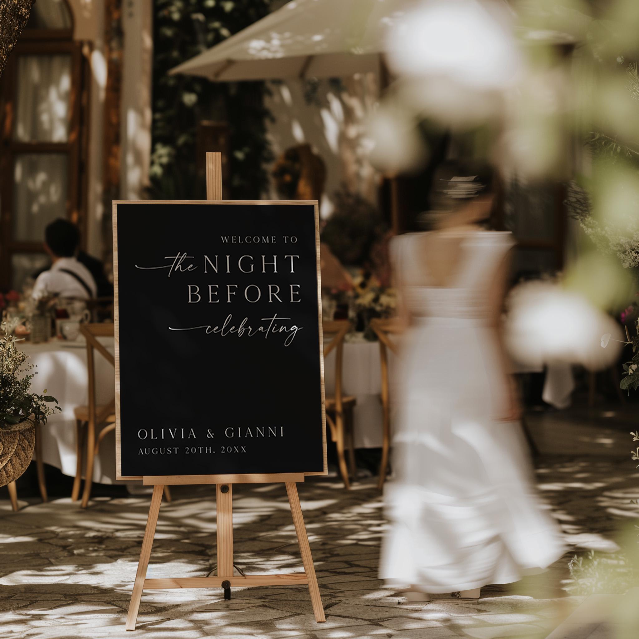 The Night Before Welcome Sign Black Editable Rehearsal Dinner Welcome ...