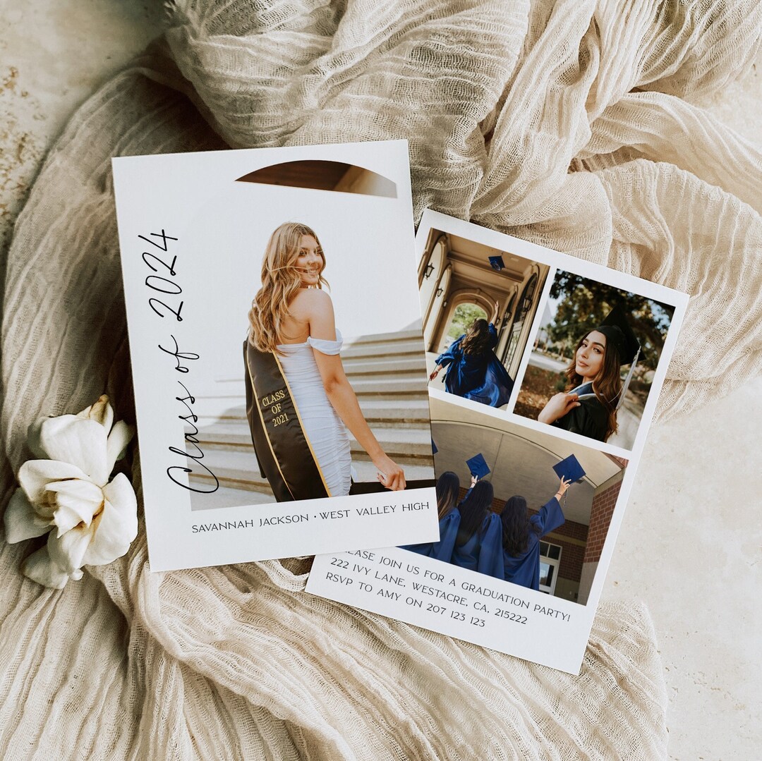 Photo Graduation Announcement Card Template, Senior Graduation ...