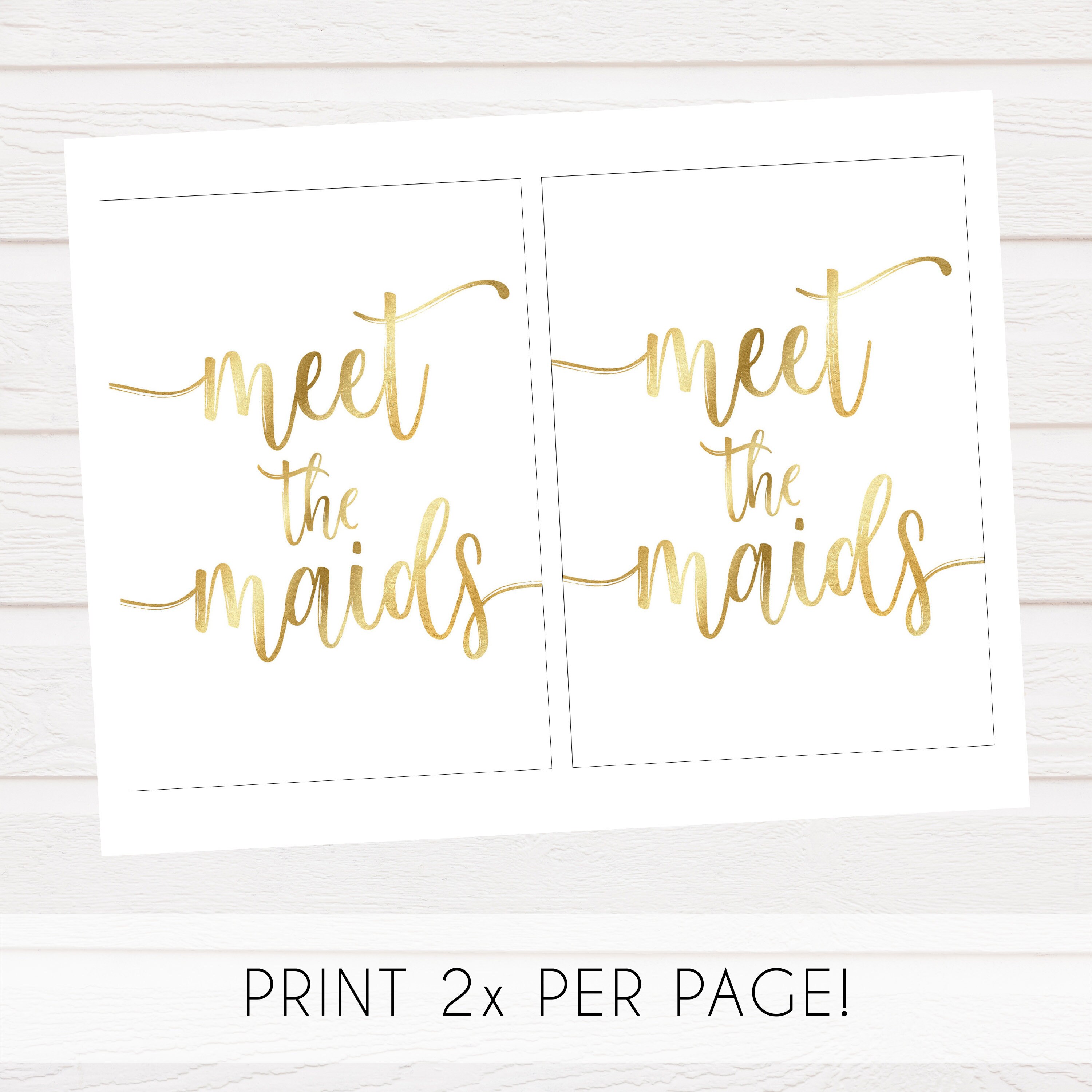 Meet the Maids Sign Gold Bridal Shower Signs Printable Table | Etsy