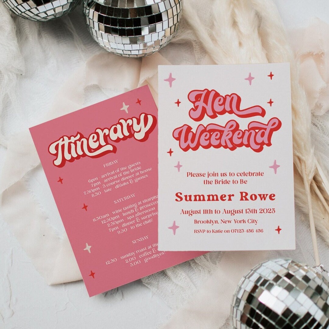 MAZZY Retro Hen Party Invitation, Editable Invitation Template, Hen ...