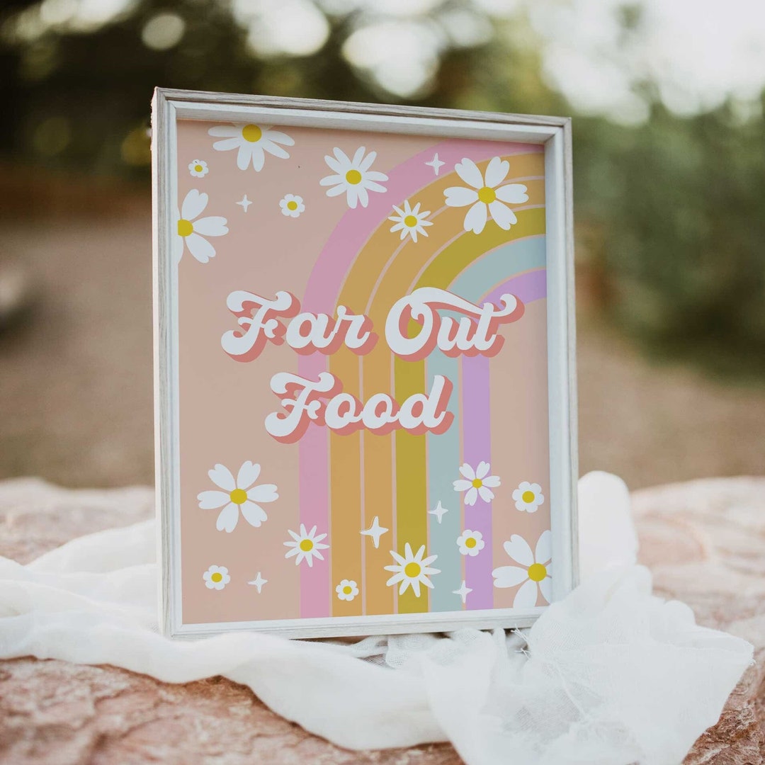 Groovy Birthday Party Decor Far Out Food 70' Daisy Sign Decor Groovy ...