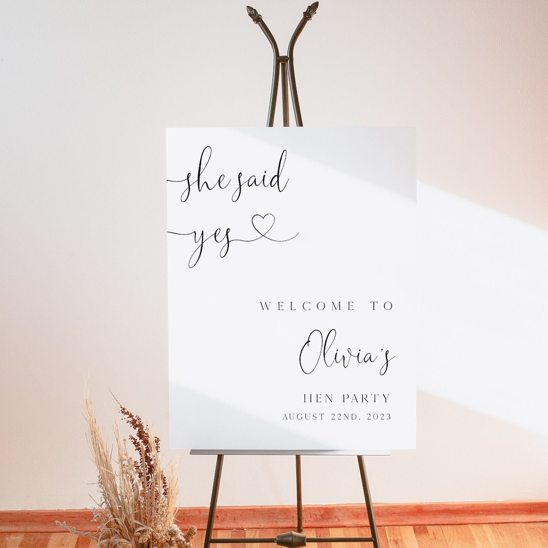 MINIMALIST | Hen Party Welcome Sign, Hen Party Welcome Board, Editable ...