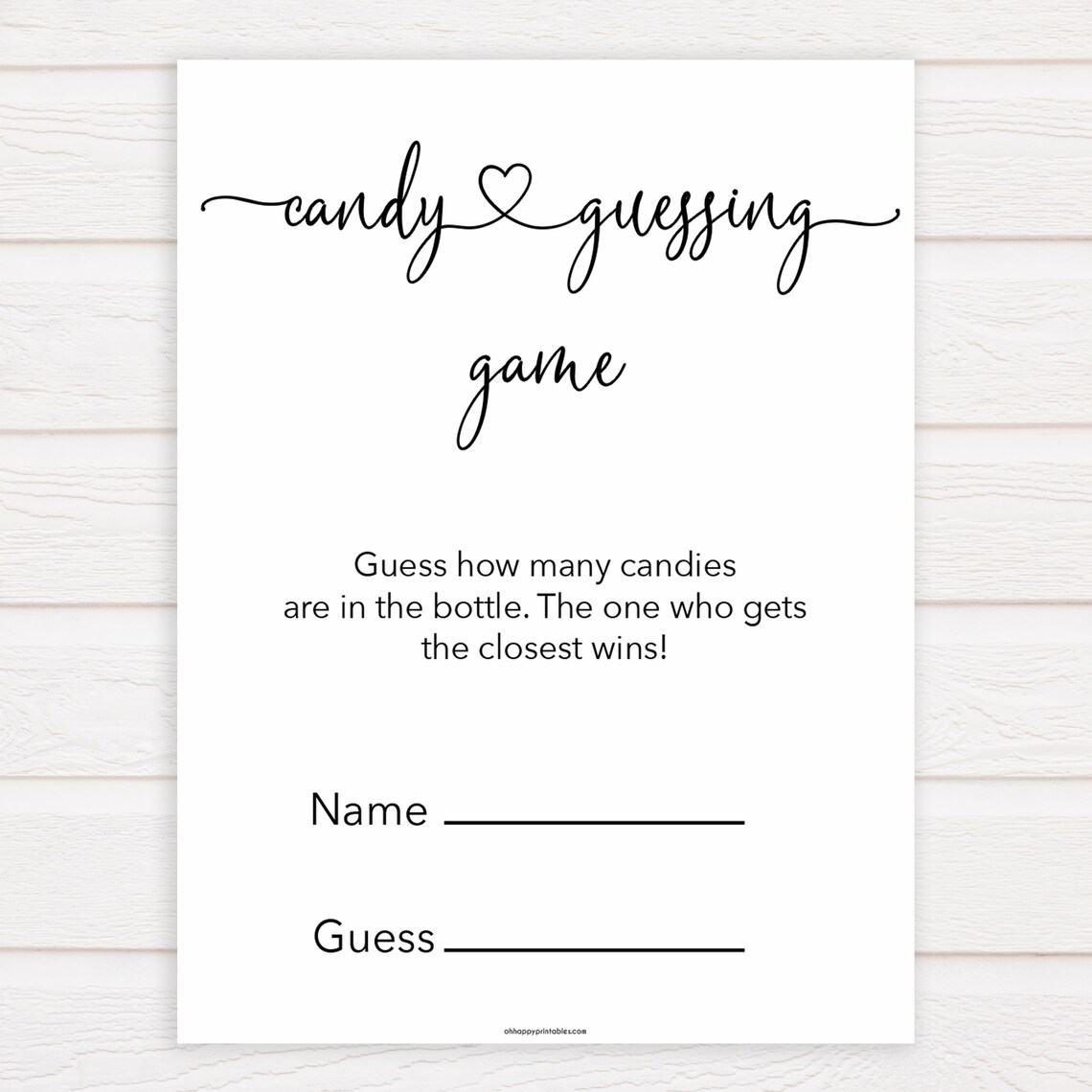 Minimalist Candy Guessing Game Printable Baby Games Candy - Etsy