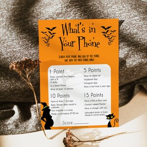 Halloween Whats in Your Phone Baby Shower Game, Autumn Baby Games, Baby ...