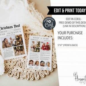 Christmas Newsletter Editable Template, Year in Review Holiday Card ...