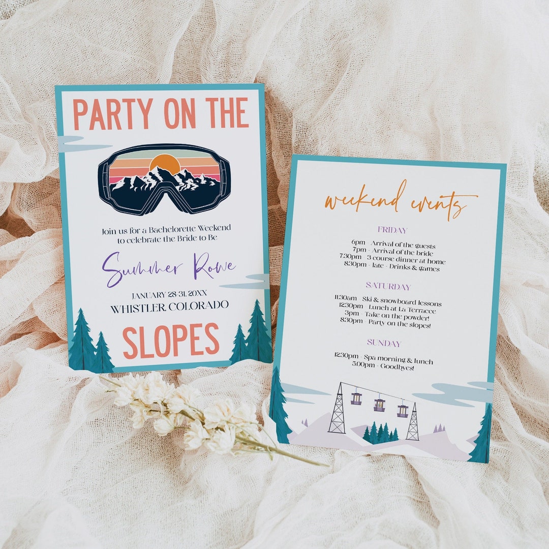 ASPEN Ski Bachelorette Party Invitation Set, Ski Snowboard Bachelorette ...
