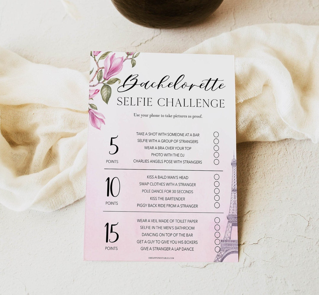 Paris Bachelorette Selfie Challenge Bachelorette Party Games - Etsy