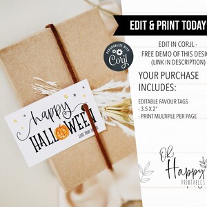 Printable Halloween Favor Tag, Halloween Favor Tags, Editable Halloween ...