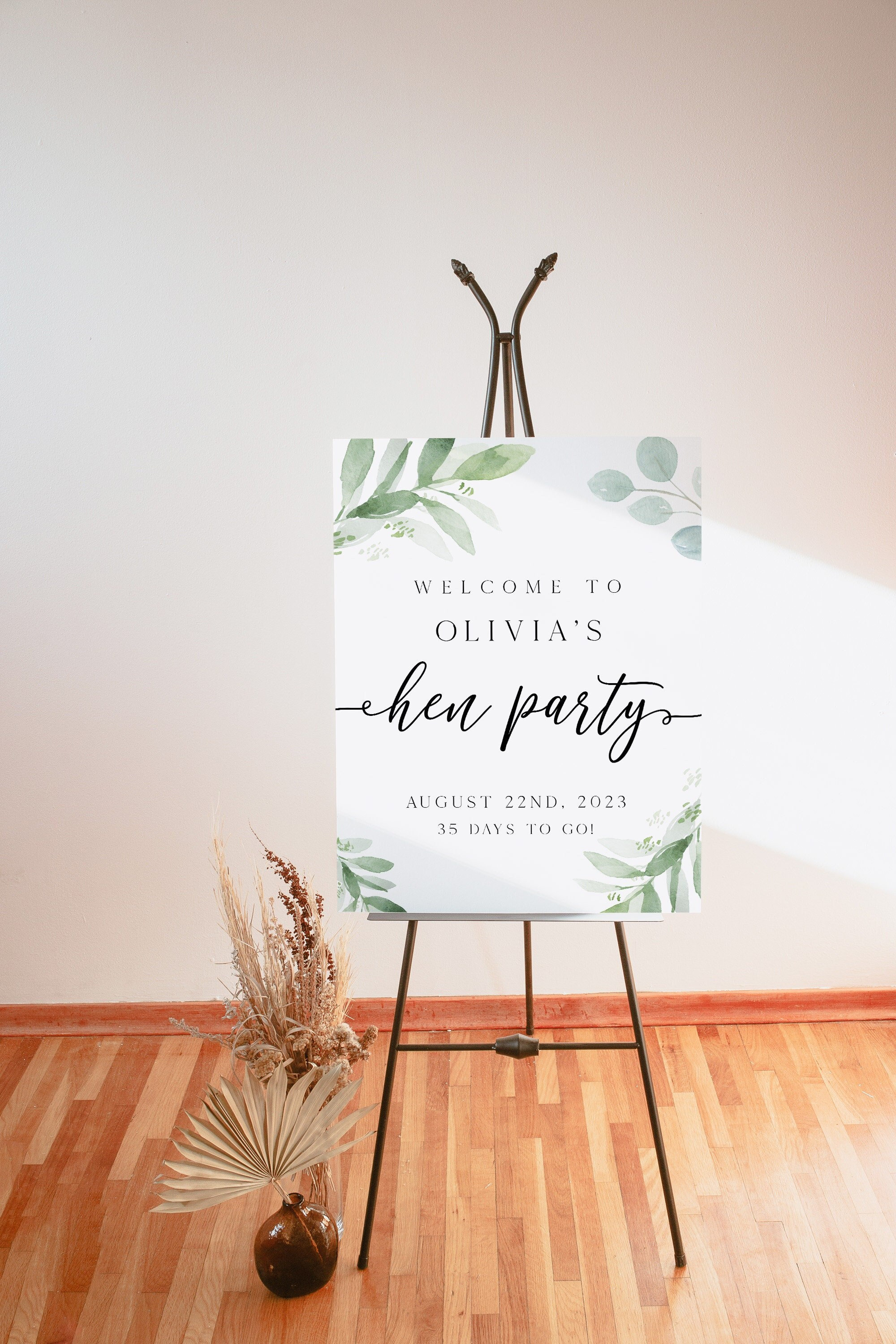 GREENERY | Hen Party Welcome Sign, Editable Hen Party Welcome Sign ...