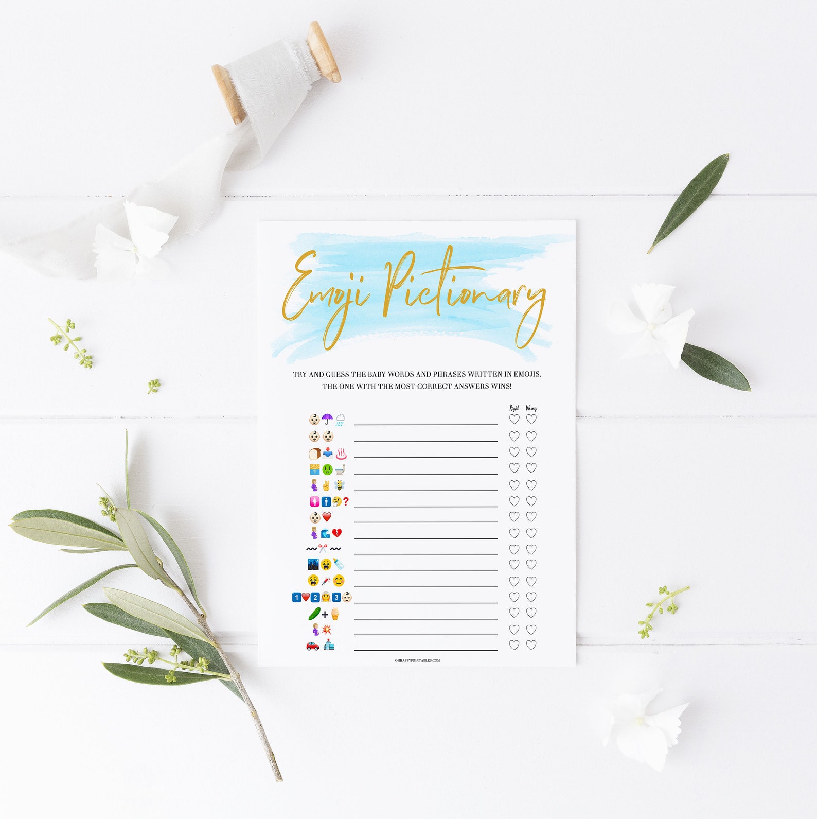 Blue Swash Emoji Pictionary Baby Shower Games Emoji Baby | Etsy