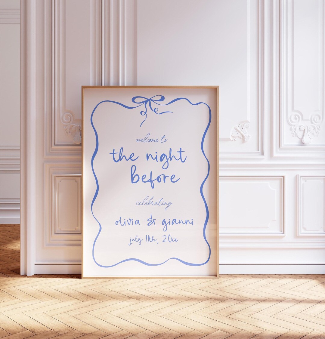 PRINTED + SHIPPED the Night Before Hand Drawn Welcome Sign, Wedding ...