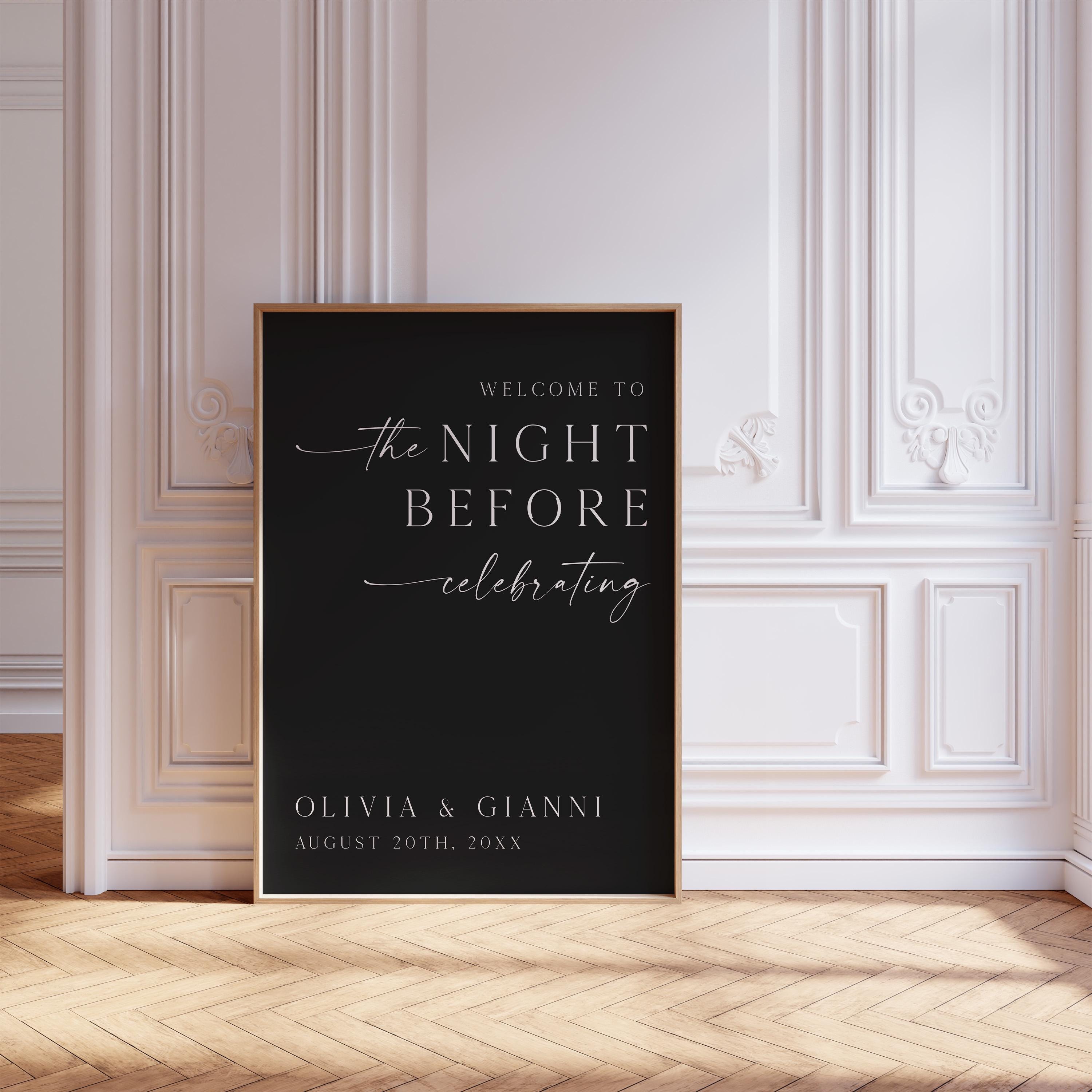 The Night Before Welcome Sign Black Editable Rehearsal Dinner Welcome ...