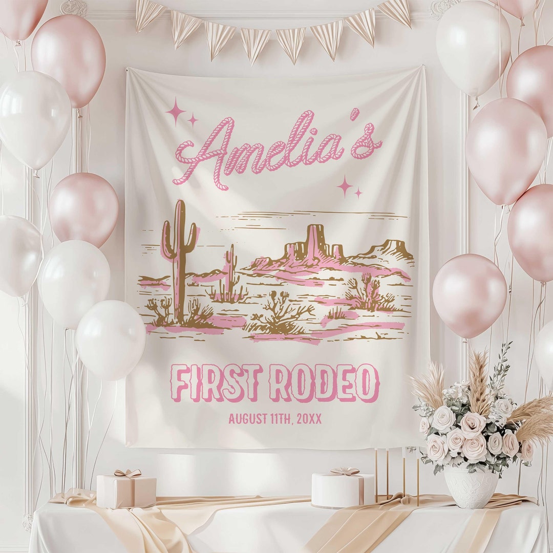 My First Rodeo Birthday Welcome Backdrop, Wild West Cowgirl Birthday ...