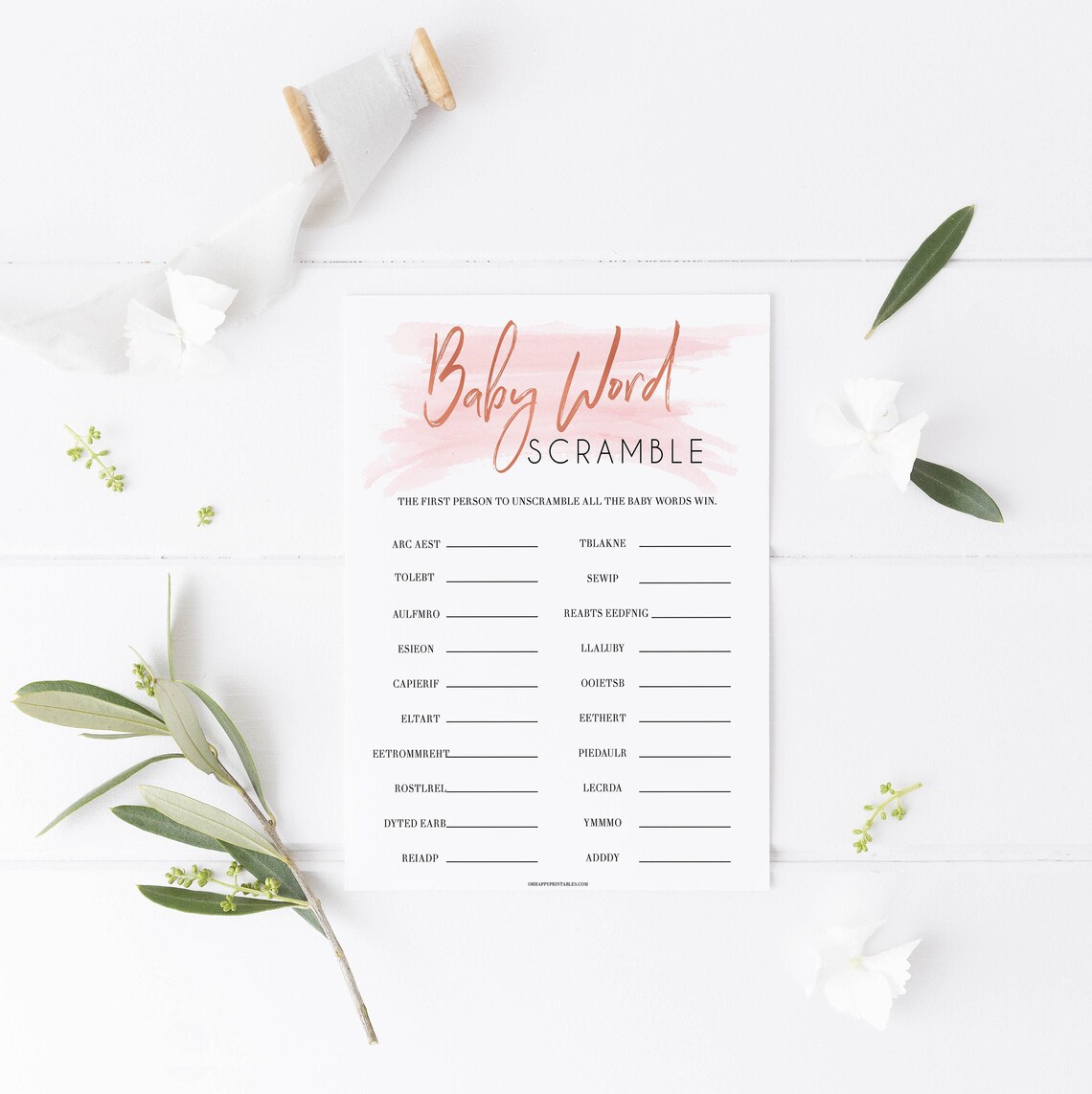 Baby Word Scramble Game Pink Baby Shower Games Printable - Etsy