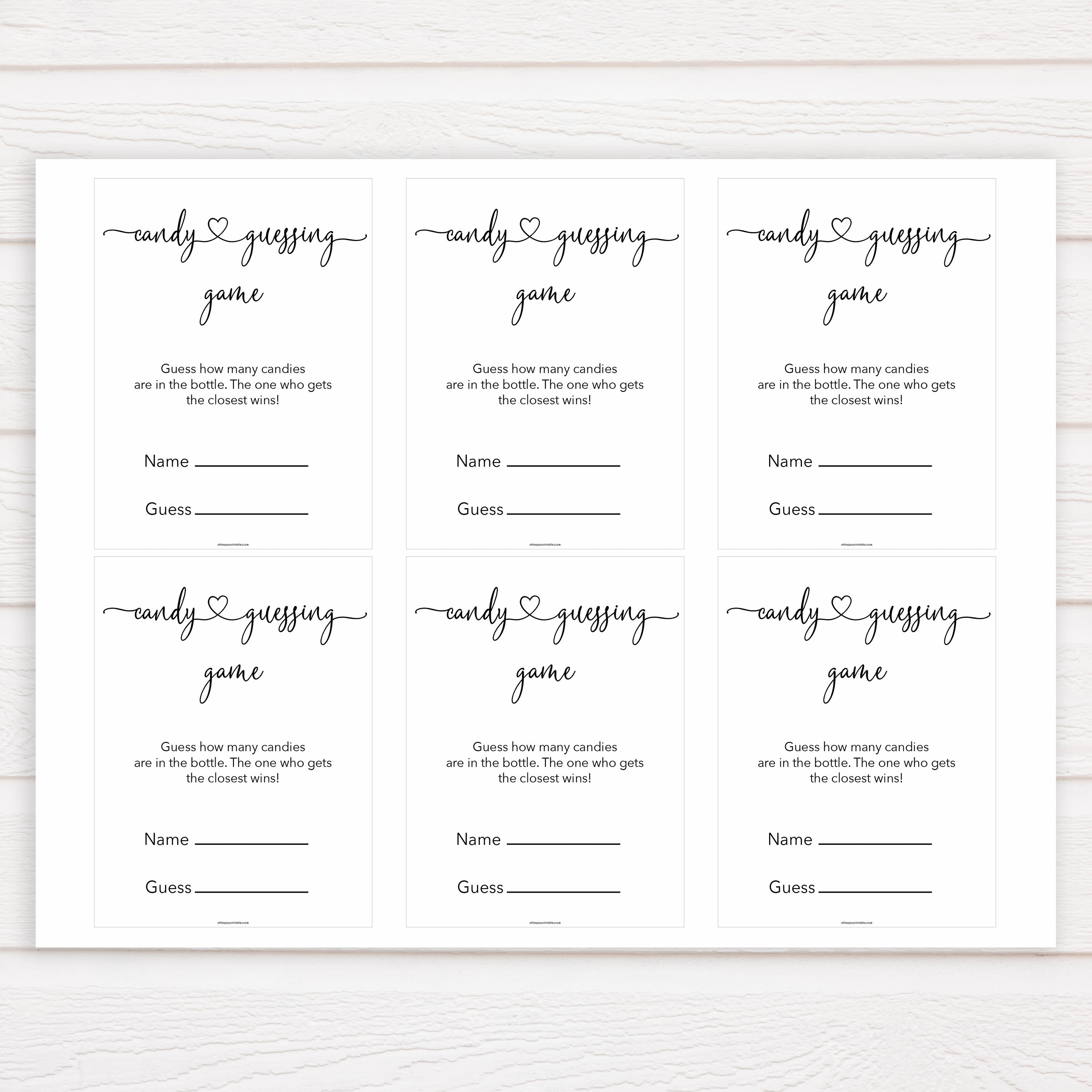 Minimalist Candy Guessing Game Printable Baby Games Candy - Etsy