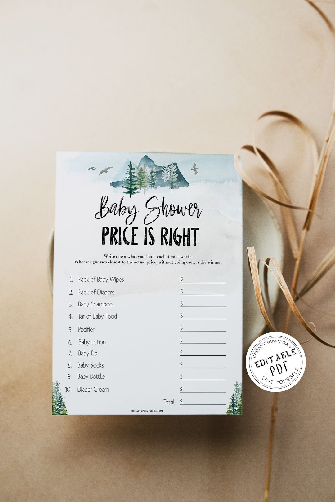 EDITABLE Price is Right Baby Shower Game, Printable Baby Shower Game ...