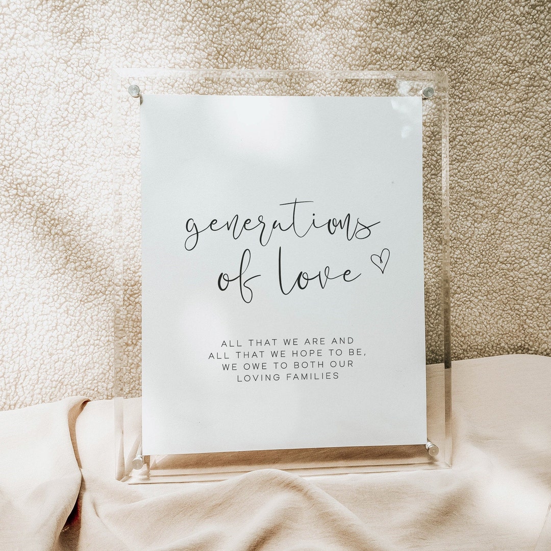 Minimalist Wedding Generations of Love Sign Editable Template Sign ...