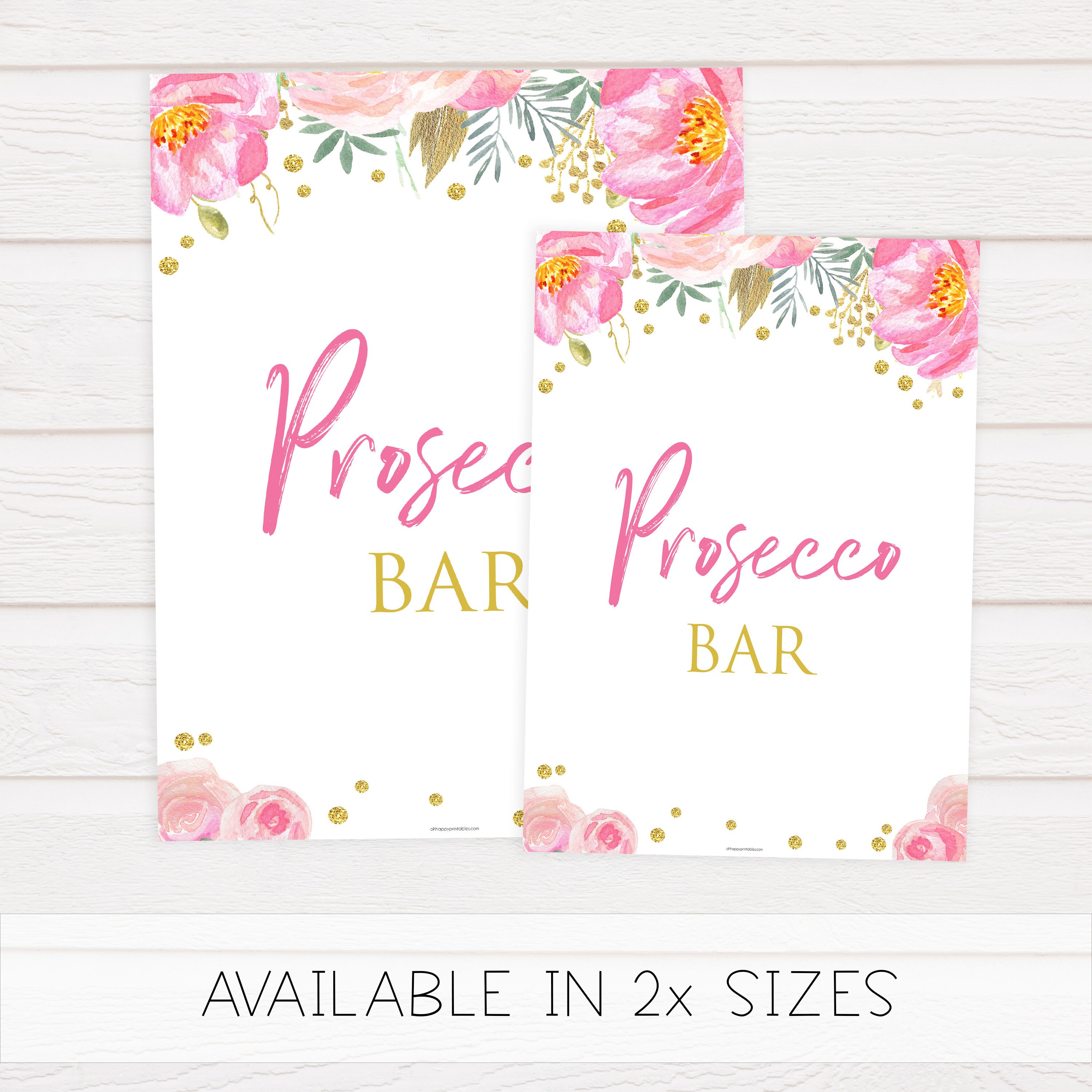 Prosecco Bar Sign Bubbly Bar Sign Blush Gold Floral | Etsy