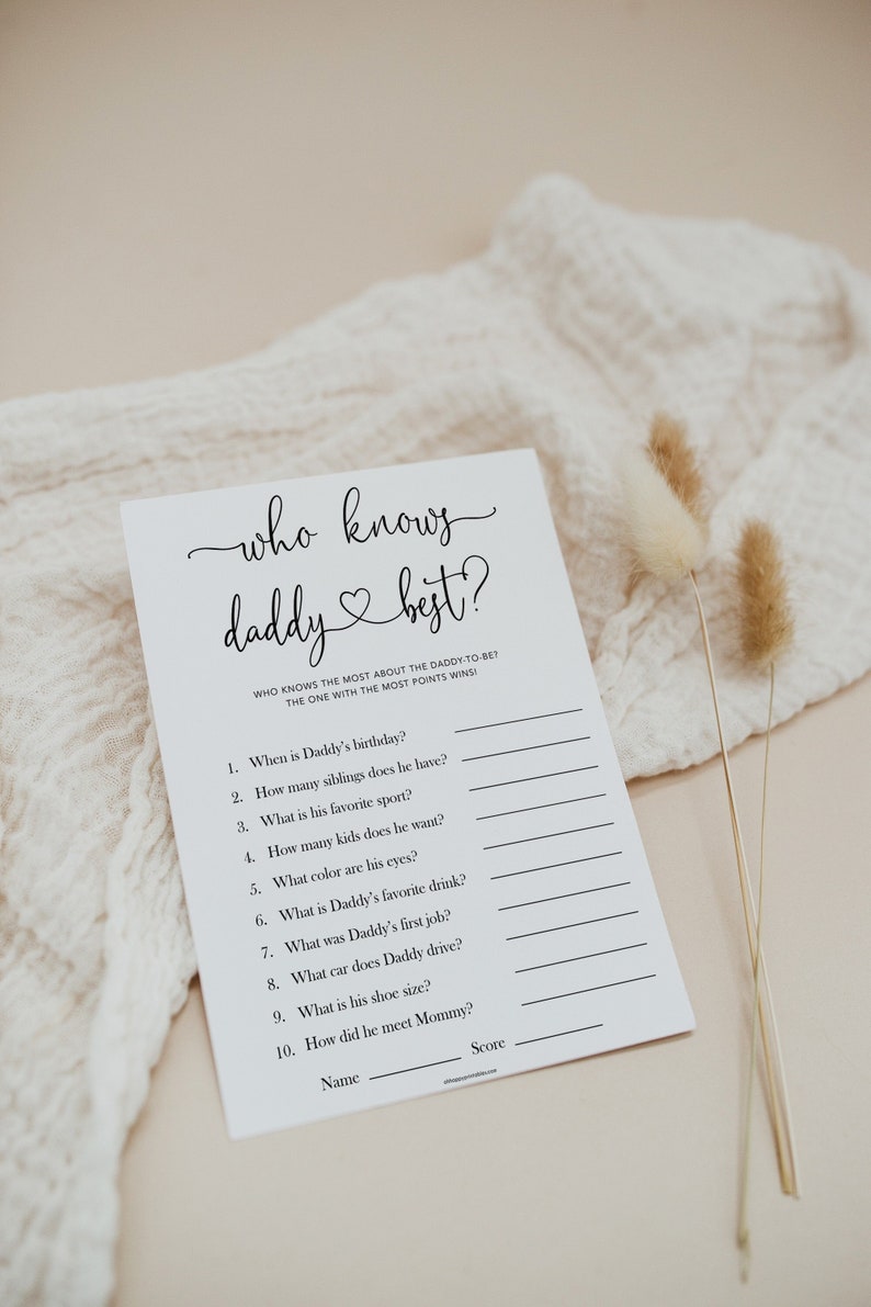 EDITABLE Who Knows Daddy Best Baby Game Printable Baby Shower | Etsy