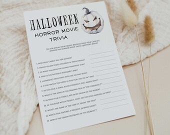 Halloween Game Printable, Scary Movie Trivia Game, Halloween Movie Game ...