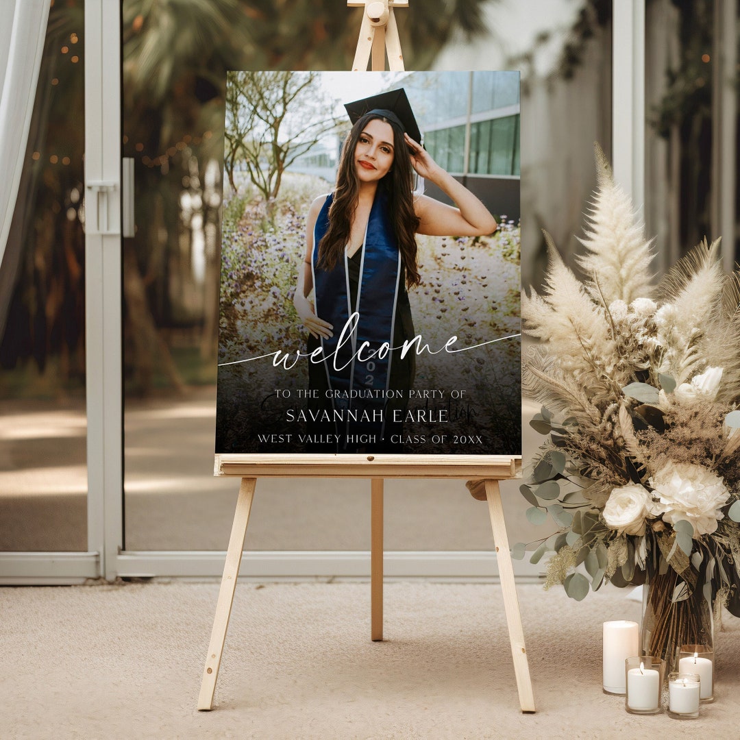 Photo Graduation Welcome Sign, Faded Graduation Editable, Graduate ...