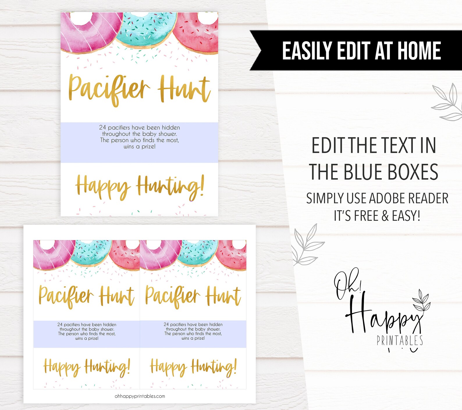 EDITABLE Pacifier Hunt Game Printable Baby Shower Games - Etsy