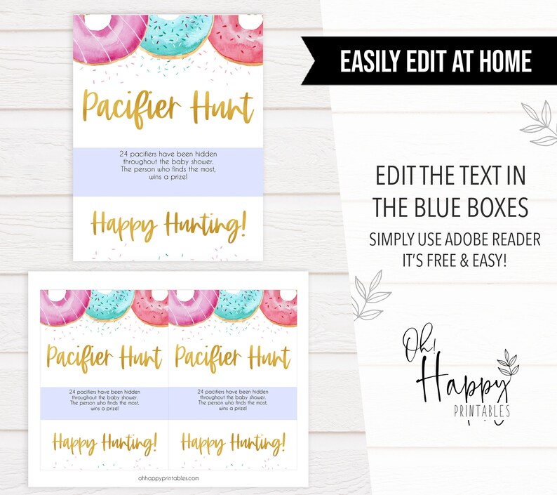 EDITABLE Pacifier Hunt Game Printable Baby Shower Games - Etsy