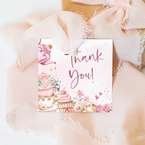 Editable Thank You Tags, Birthday Thank You Tags, Whimsical High Tea ...