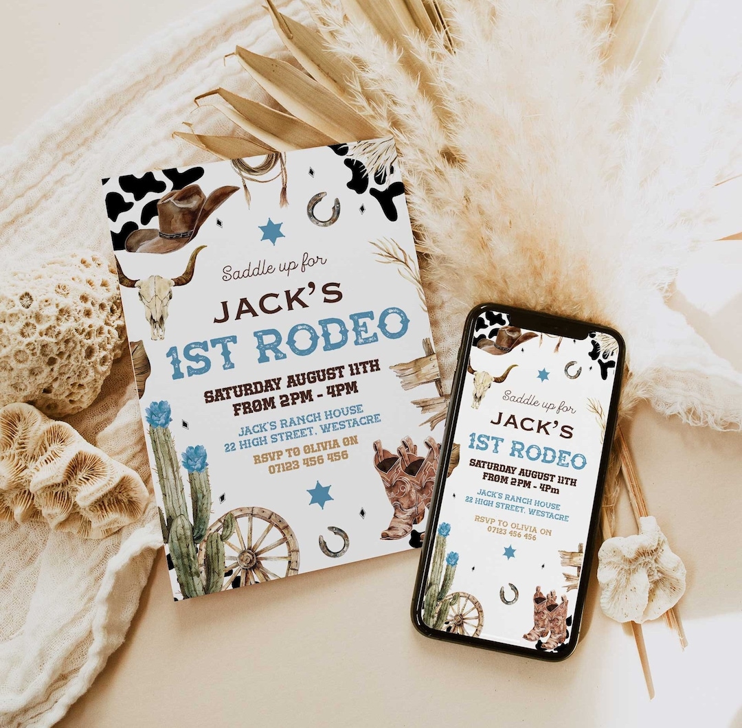 First Rodeo Birthday Invitation Template, Wild West Rodeo Birthday ...