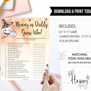 Halloween Baby Shower Mommy or Daddy Guess Who Baby Game - Etsy