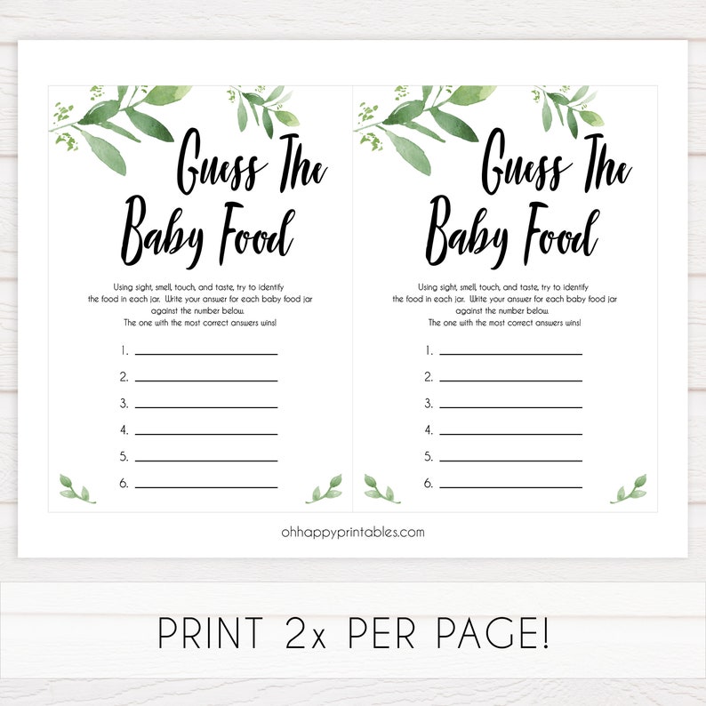Guess the Baby Food Game Printable Baby Shower Games Baby | Etsy
