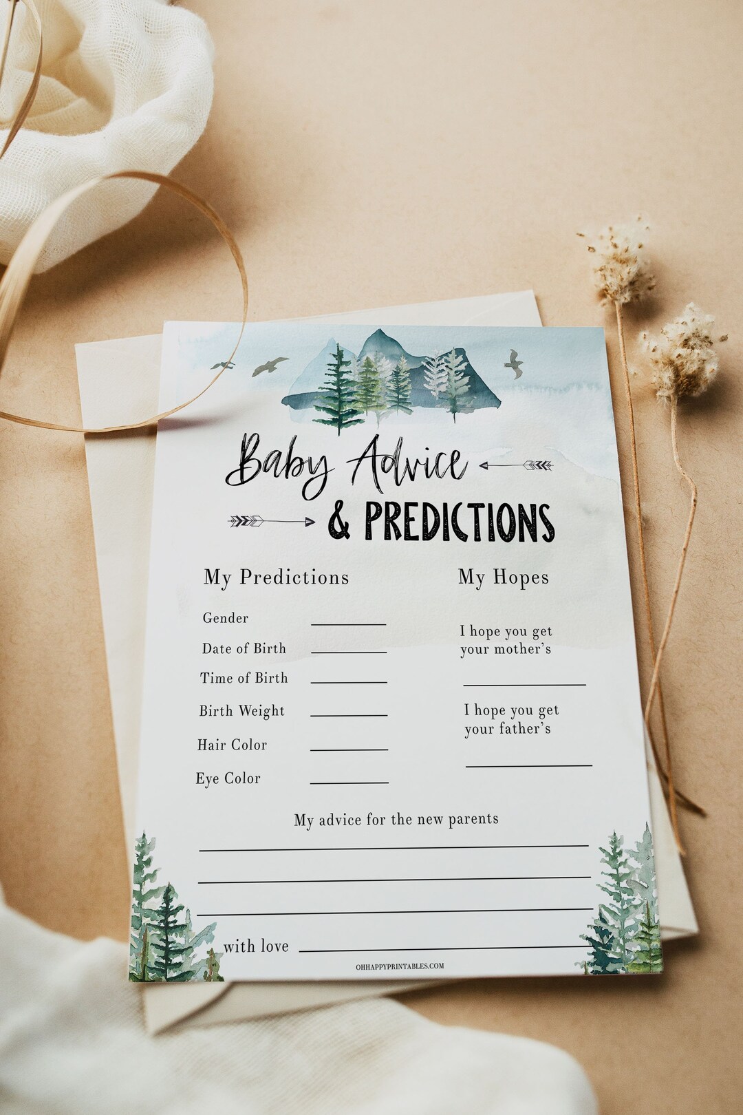 Baby Advice & Predictions Keepsake, Printable Baby Games, Adventure ...