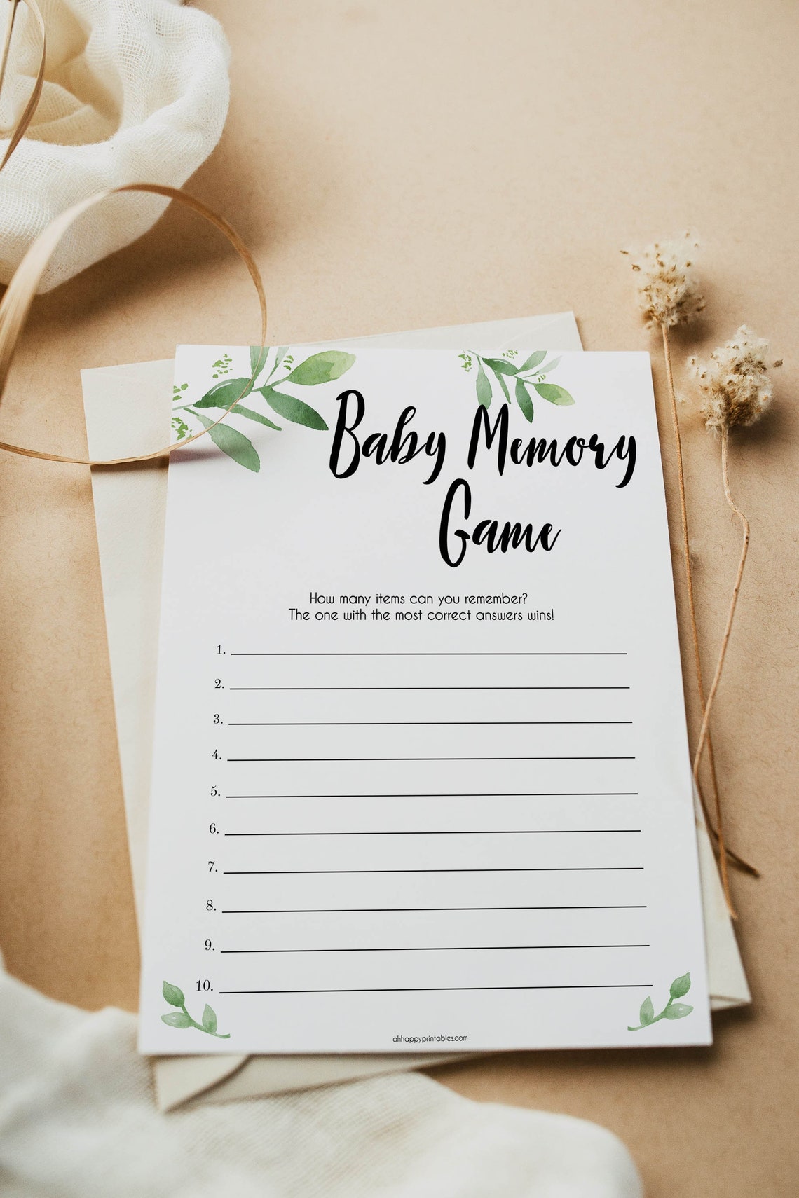 Baby Memory Game Botanical Printable Baby Shower Games Baby | Etsy
