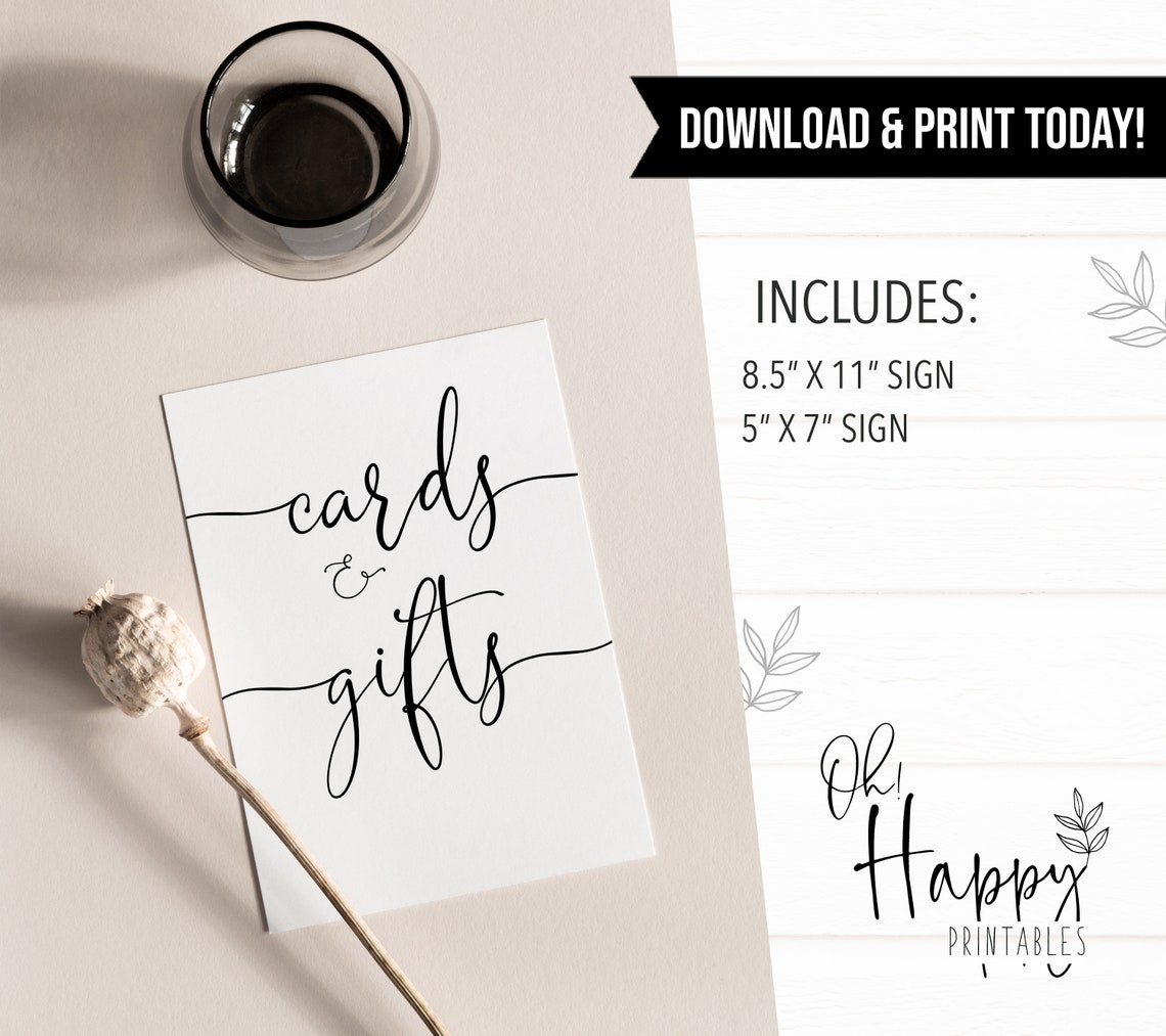 Minimalist Cards & Gifts Sign Printable Table Sign | Etsy