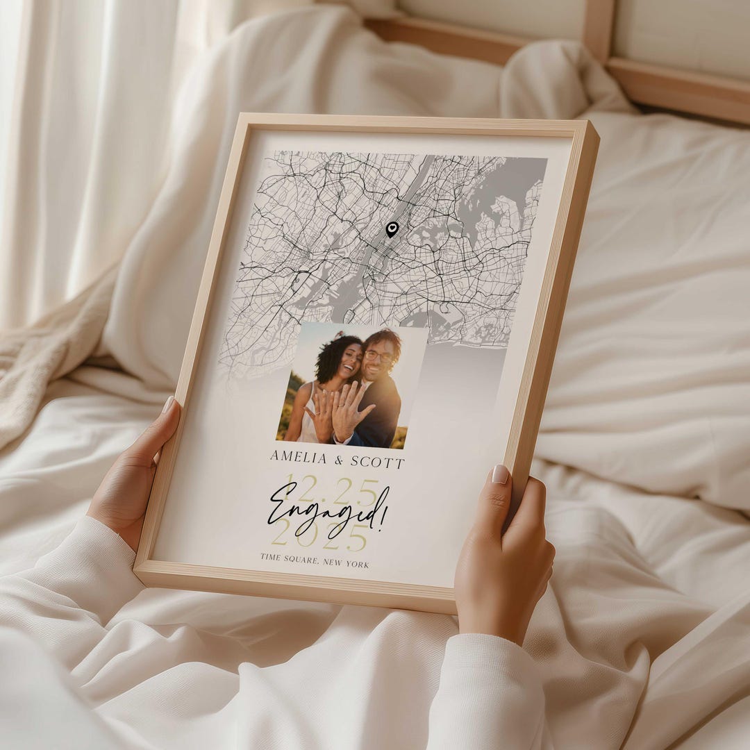 Personalised Couple Map, Newly Engaged Couples Gift, Gift for Couples ...