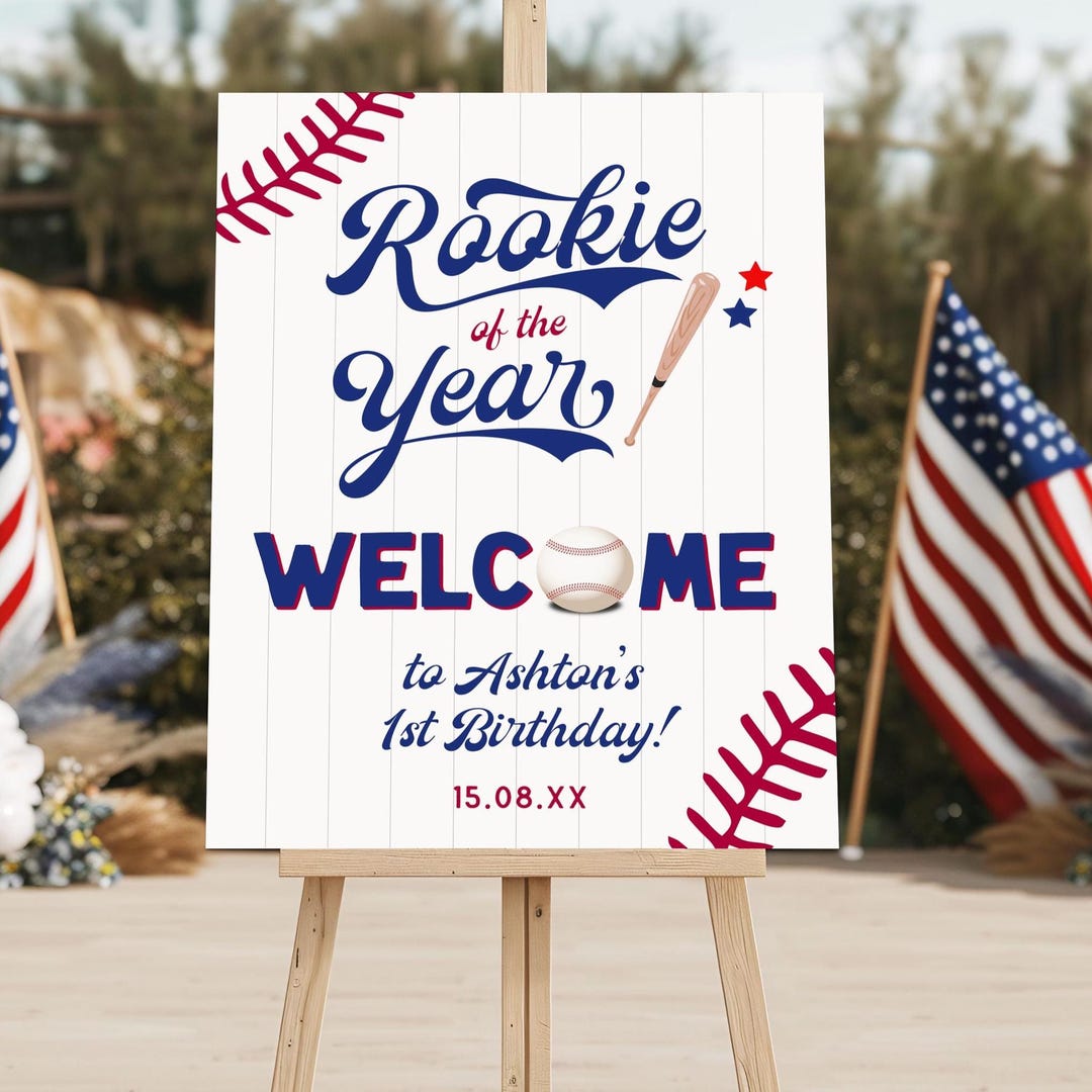 Baseball Birthday Party Welcome Sign Rookie of the Year Welcome Sign ...