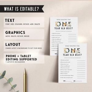 EDITABLE First Birthday Game, Who Knows Baby Best, Who Knows Birthday ...