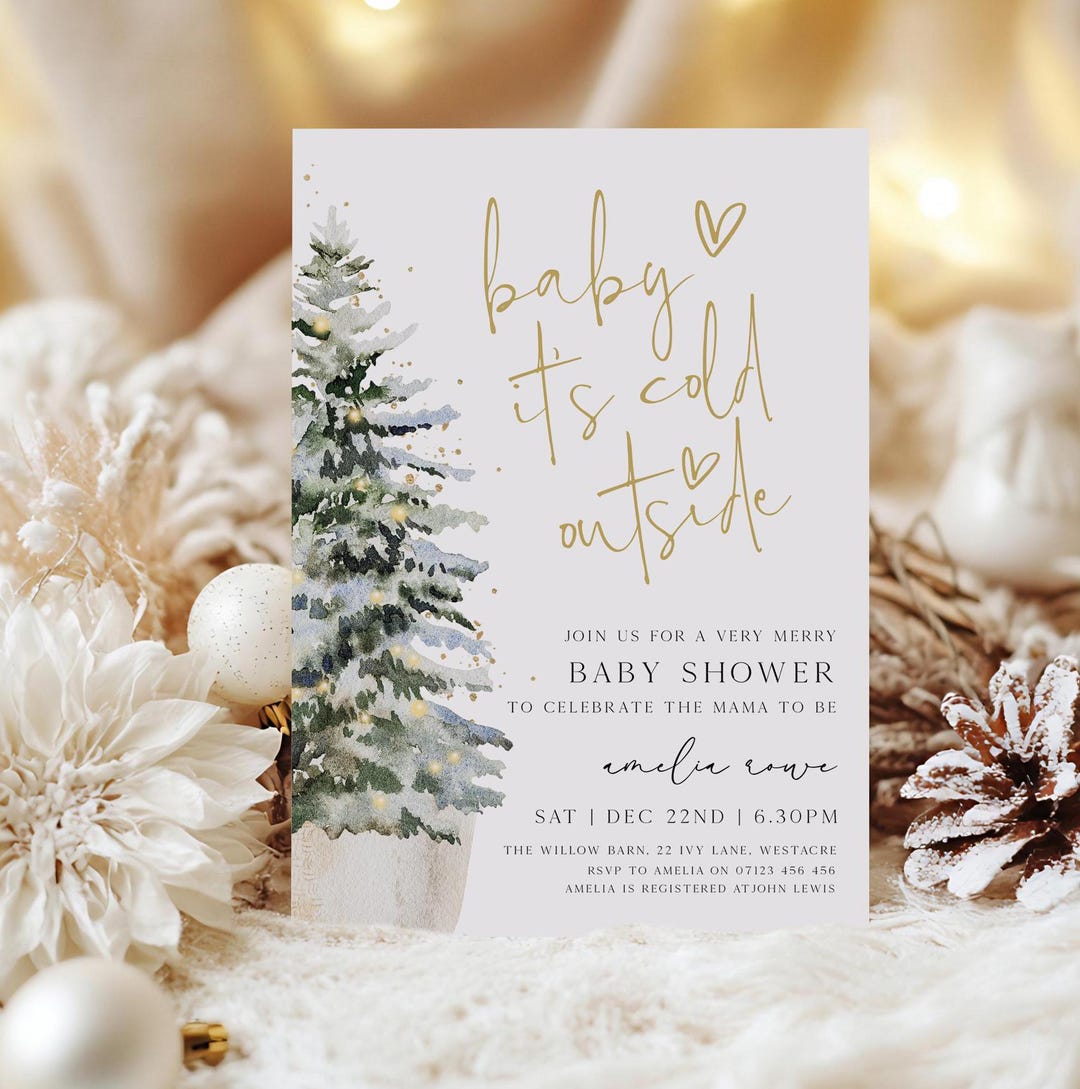 Baby It's Cold Outside Invite, Winter Baby Shower Invitation Template ...