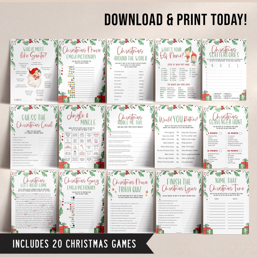 20 Christmas Games Bundle, Christmas Party Games, School Christmas ...