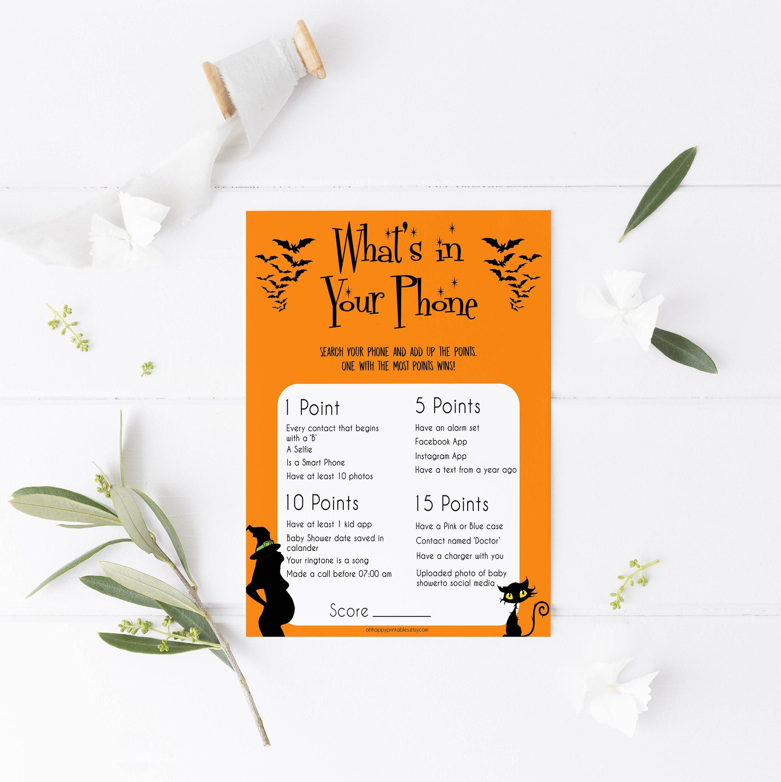 Halloween Whats in Your Phone Baby Shower Game Autumn Baby - Etsy