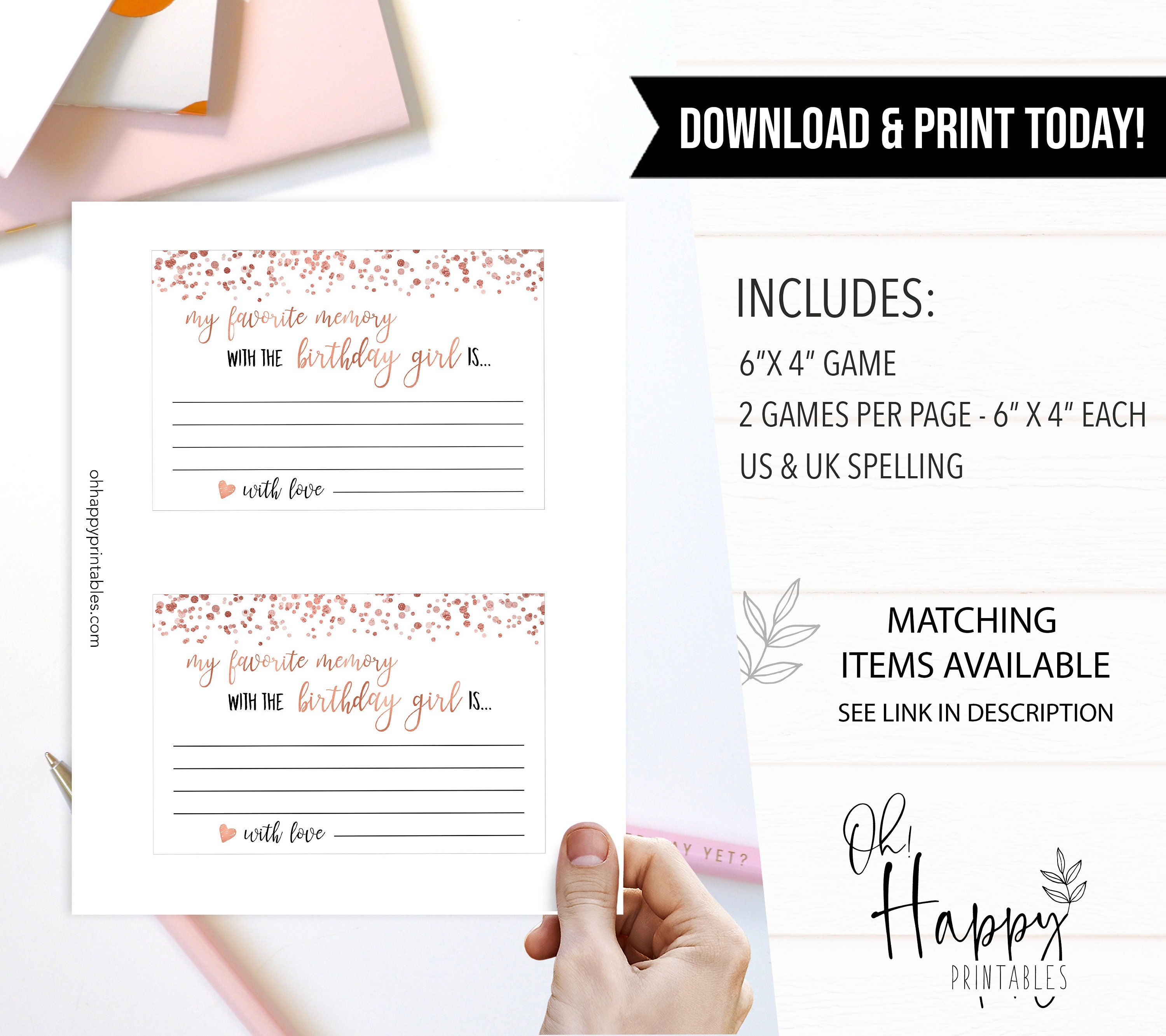 Birthday Favorite Memory Game, Printable Birthday Games, Birthday Girl ...