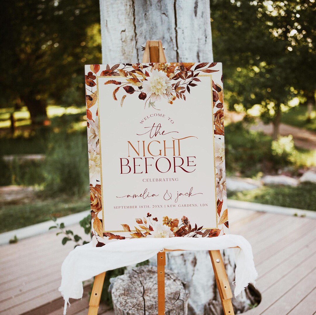 The Night Before Rehearsal Dinner Welcome Sign, Gold Fall, Printed ...