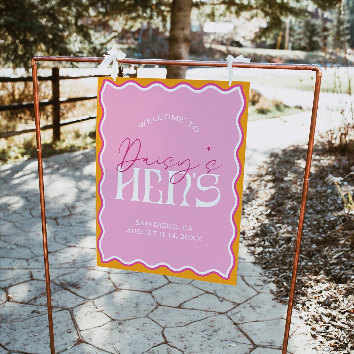 DAISY Pink Hen Party Welcome Sign, Editable Template, Hen Party Decor ...